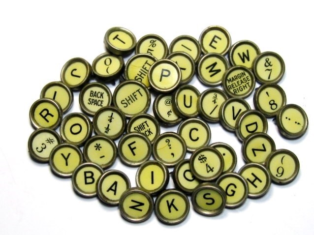 Vintage Typewriter Keys: Antique Typewriter Keys, Black on Ivory ...