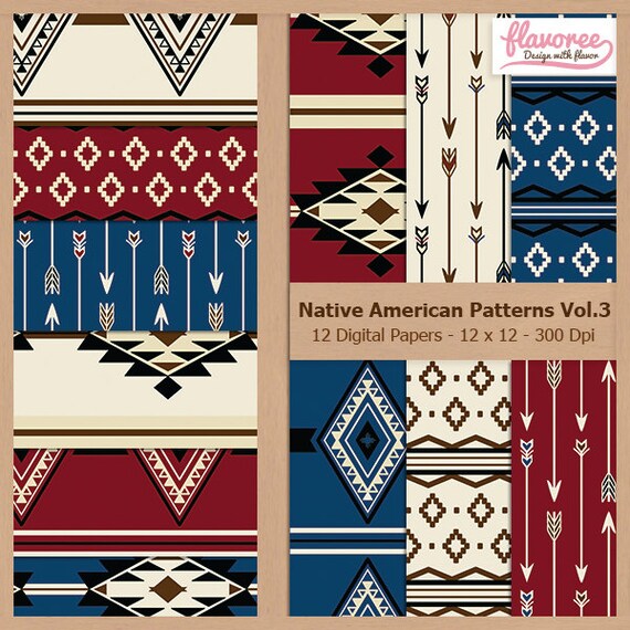 Digital Scrapbook Paper Pack NATIVE AMERICAN PATTERNS Vol.3