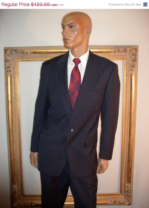 Vintage Evan-Picone Navy Blue Glen Plaid Wool Suit by thebazarhome