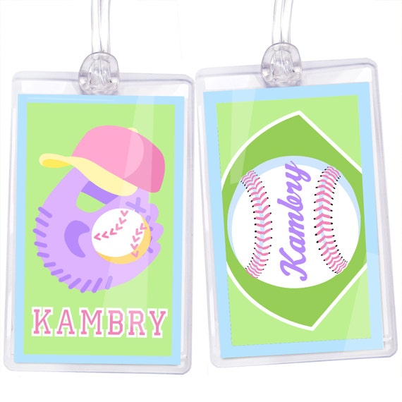 Girl's Personalized Softball Name Tag Set