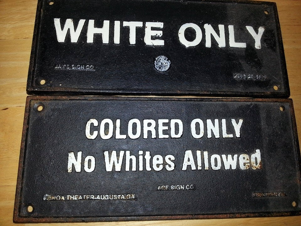 Set of 2 Antique Iron Segregation Signs by KajozKreations on Etsy