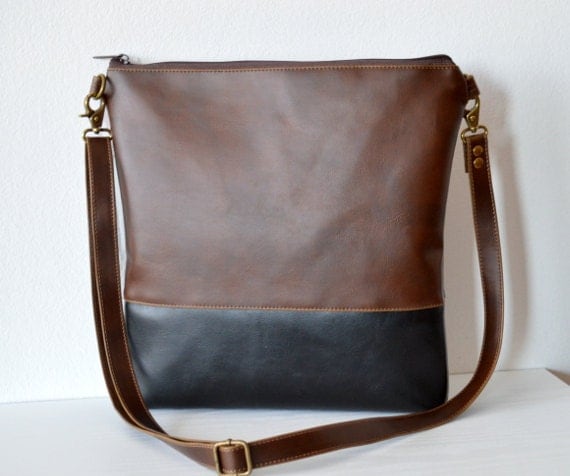Brown and black crossbody bag Shoulder bag Simple by reabags