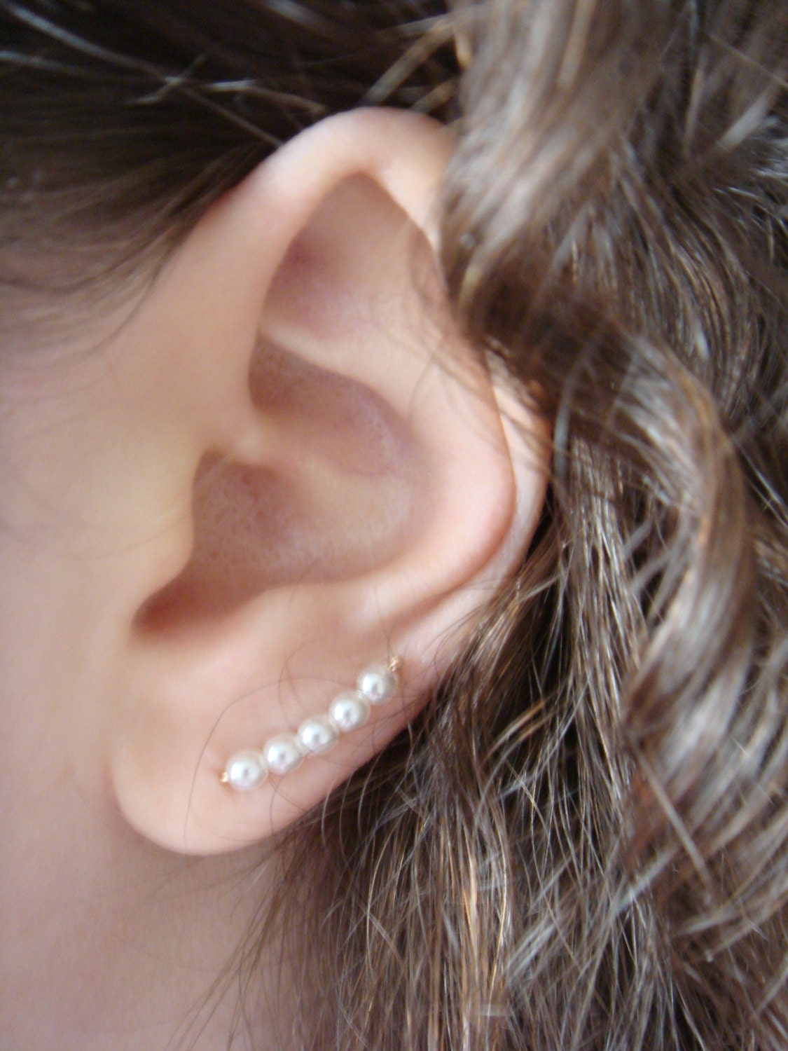 Pearl ear cuff earrings Ear climber Bridal earrings