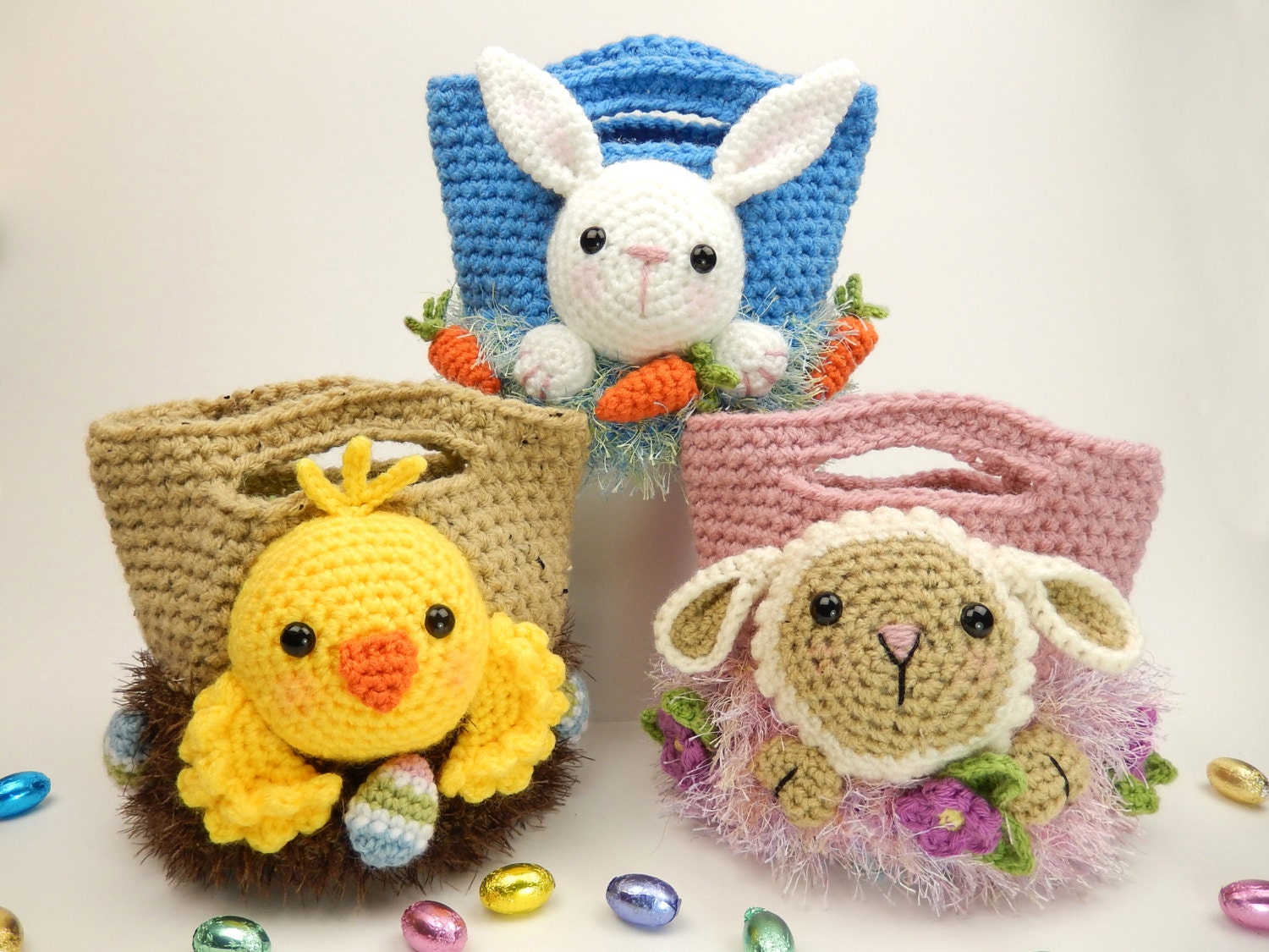 Easter Treat Bags Bunny Chick and Lamb Amigurumi Crochet