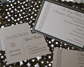 Modern Meets Recycled Wedding Invitation Set of 75 Taupe Cream