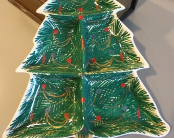 Christmas Tree shape, beautiful, Handpainted in Italy Ceramic Christmas ...