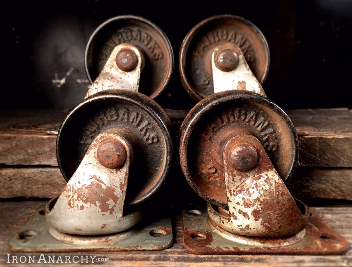 Vintage Industrial Casters, Antique Wheels Cast Iron Metal – Haute Juice