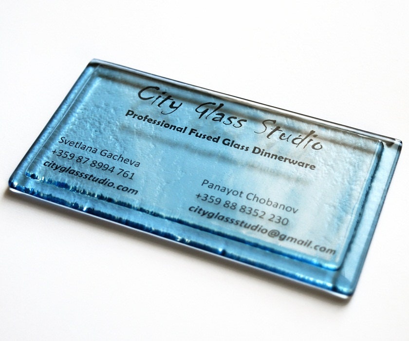 Unique Glass Business Cards. A Set of Original Fused by Vetrocity