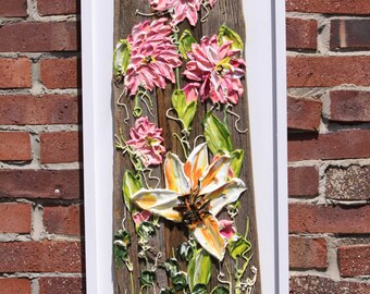 Barn Blossoms Part 3 14x34 Black frame by CreativeWomanhood