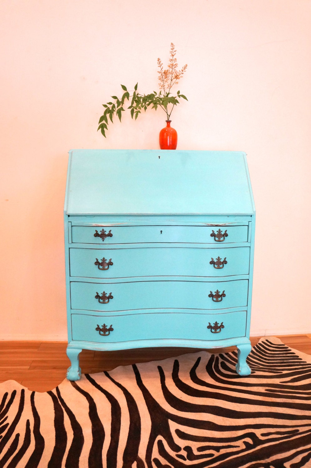 Vintage AQUA BLUE Secretary Desk – Haute Juice
