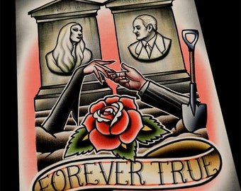 Johnny Cash Tattoo Flash Art Print