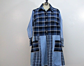 Plus Size 2X Plus Size Clothing Plus Size Tunic Blue Denim Upcycled ...