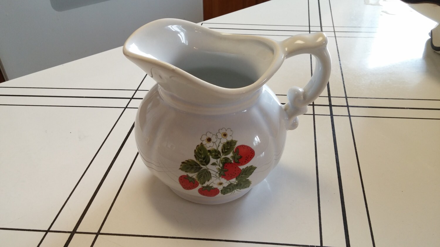 McCoy Pottery White Serving Pitcher with Strawberry Design Collectible ...