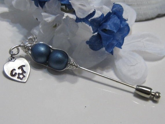 Items similar to Something old, something blue stick pin charm, Bouquet ...
