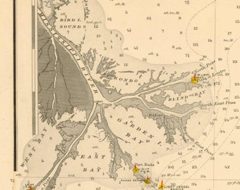 Shelter Island Sound & Peconic Bays NY 1952 Nautical by Oldmap