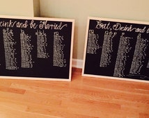 Wedding Table Assignments/Seating Chalk Board, Table listings by Last ...