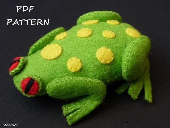 PDF sewing pattern to make a felt frog