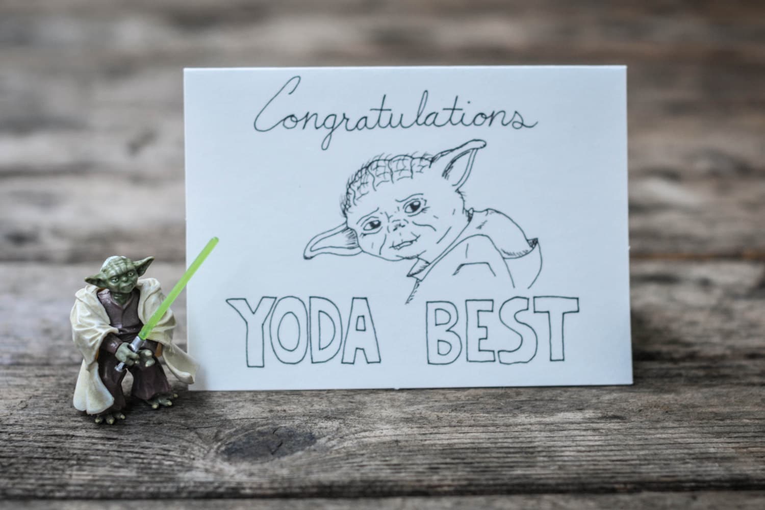 Congratulations Yoda Best card Star Wars by ArmyWifeArtist on Etsy