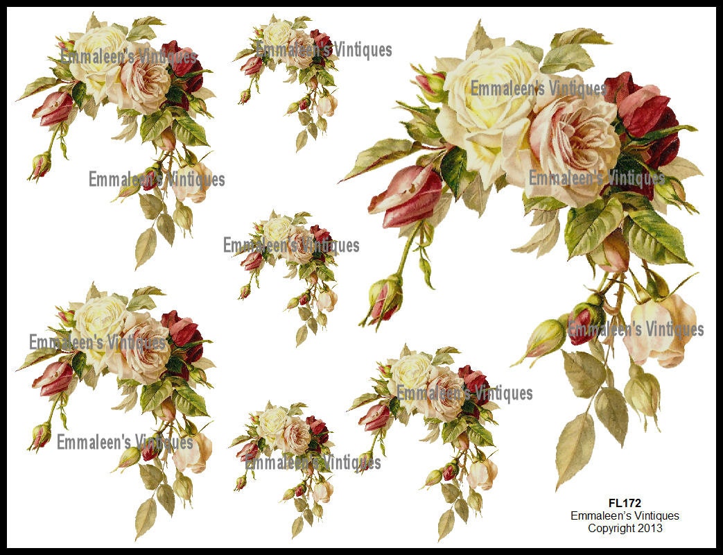 Vintage Victorian Old Fashion Roses Waterslide Decals~ FL172 – Haute Juice