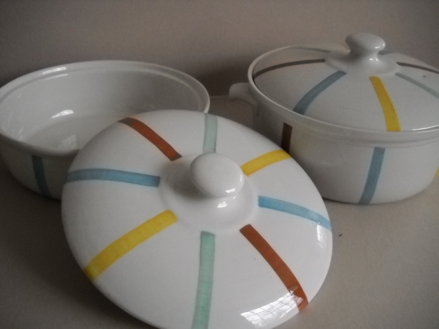 Vintage Holland de Sphinx Parafeu Striped Covered Casserole Serving ...