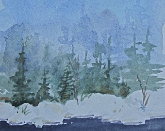 Winter watercolor | Etsy