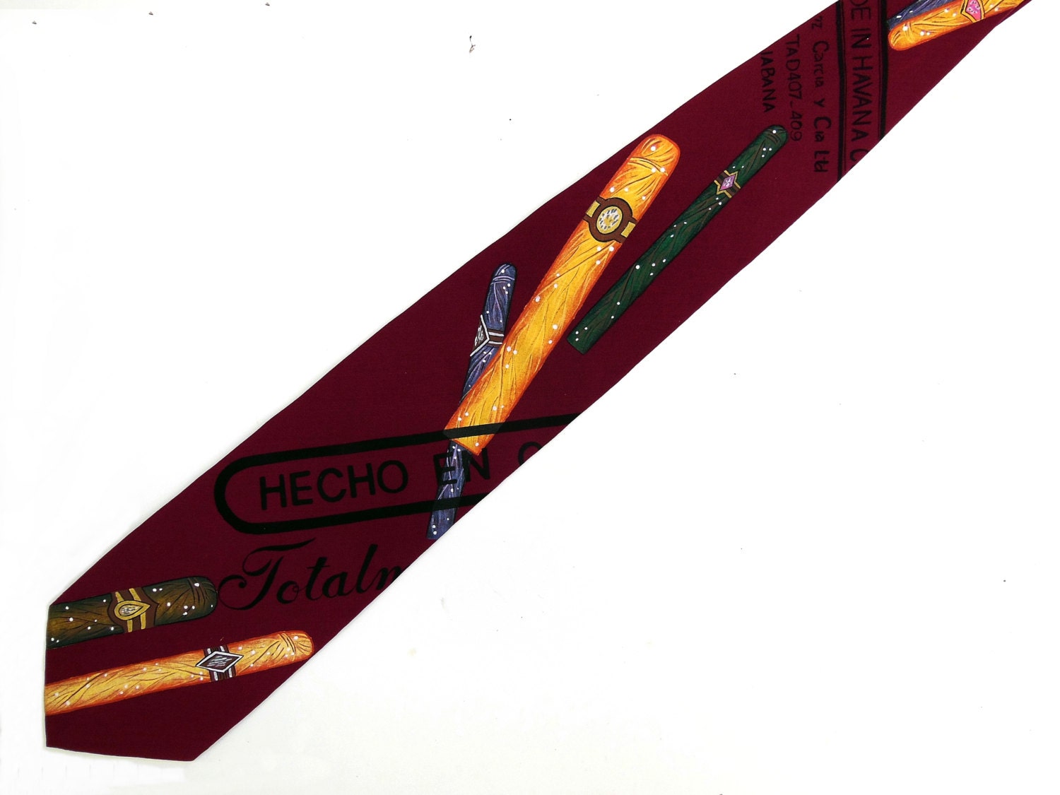 Hand Painted Men Silk Necktie Art Tie Novelty Stogy Nouveau Cigar ...