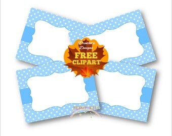 Instant Download, Light Blue Polka Dots Printable Labels Buffet Cards ...