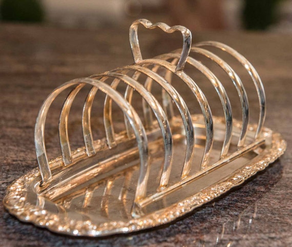 Vintage toast rack with crumb tray ornate vintage toast rack