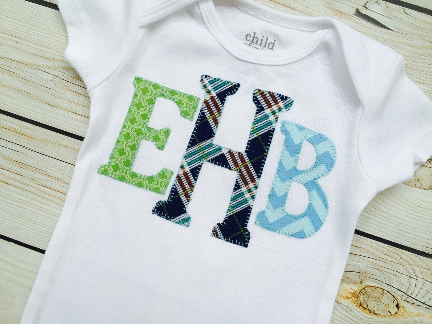 Boys Initial Monogram Onesie coming home outfit by ohsweetsprouts