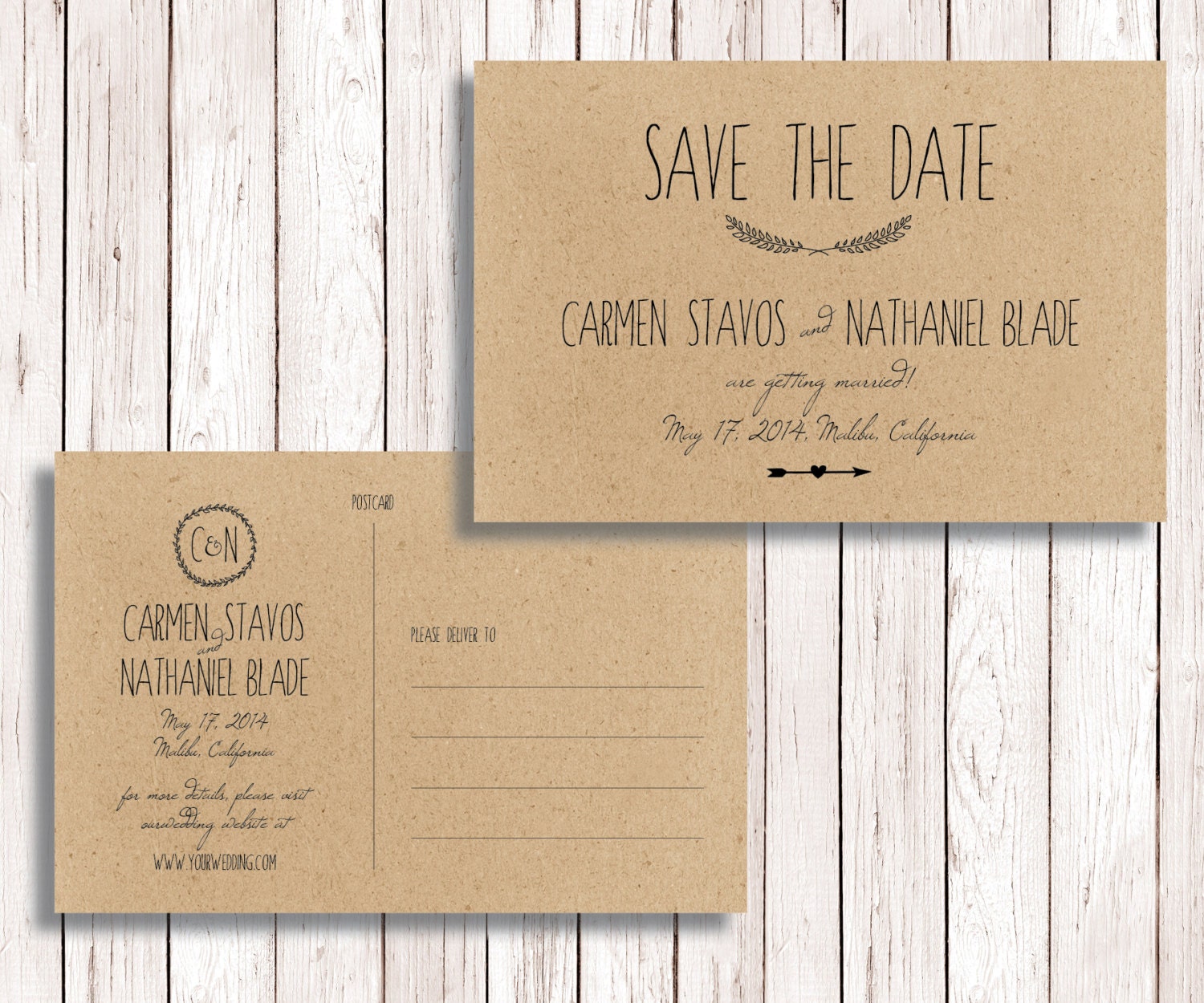 Rustic Printable Save The Date Postcard Diy Save The Date Postcard 