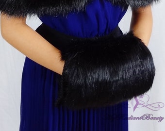 Mink Flower Girl Hand Muff White Faux Fur Hand by MyRadiantBeauty
