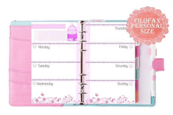 Filofax Personal size printable week in 2 pagespink themed