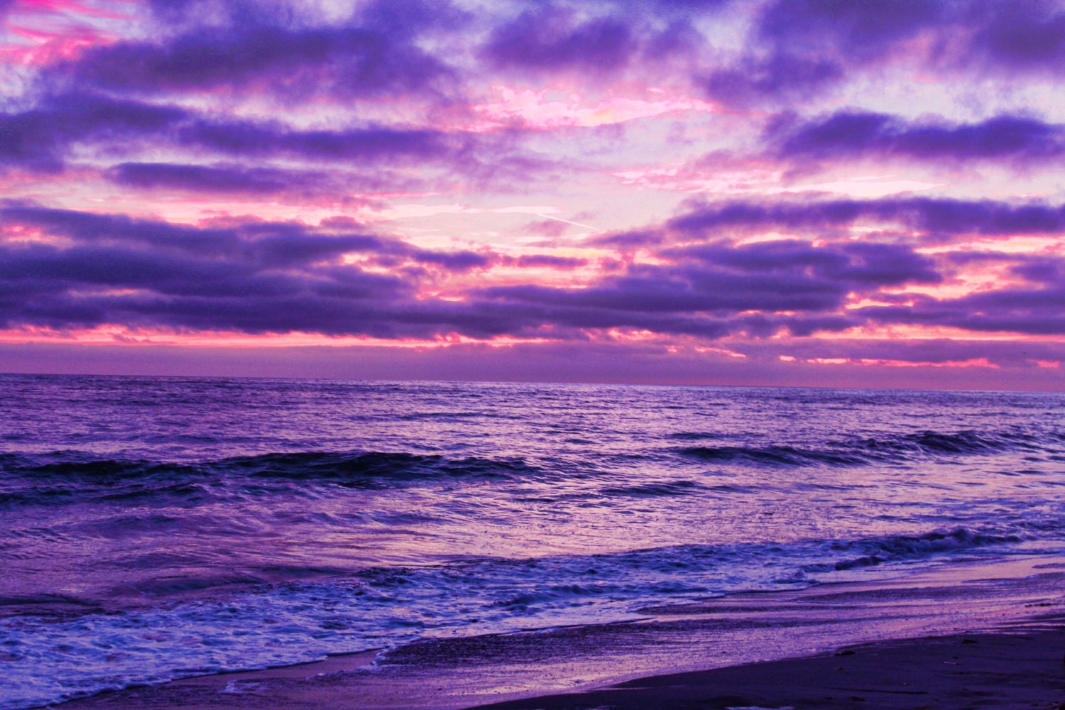 Purple and Pink Sky Sunset Clouds Tamarack Beach Carlsbad