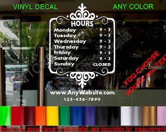 STORE HOURS CuStOm Window Decal Business Shop by StickerLoaf