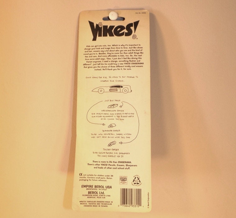 YIKES Erasers 3 Pack 90s Rare Collectible Awesome