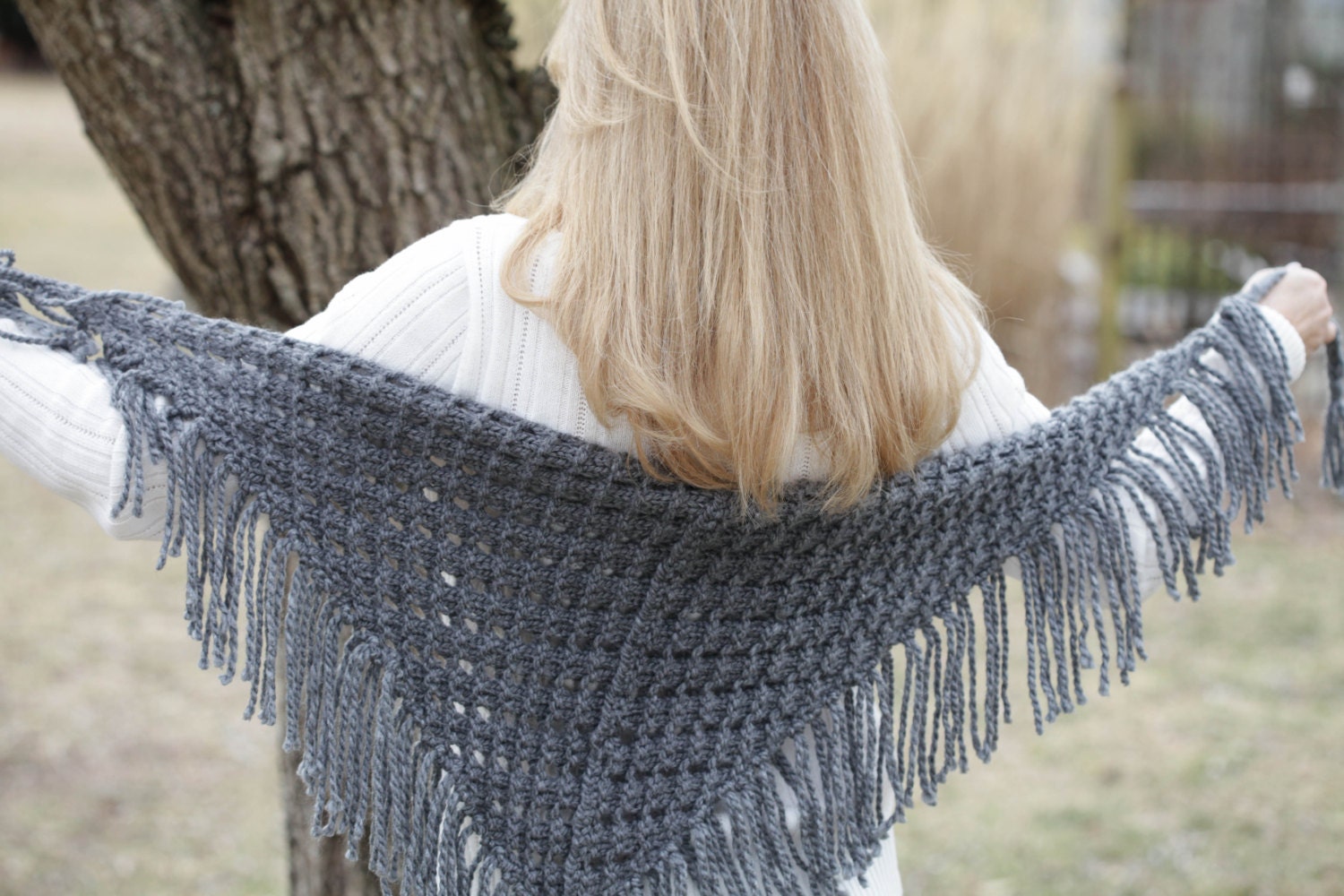 Loom Knit Eyelet Triangle Shawl PATTERN. Lace by ThisMomentisGood