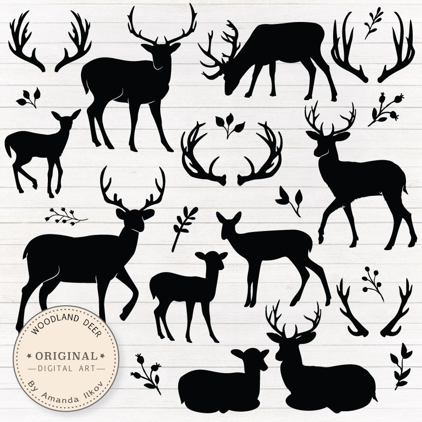 Premium Rustic Deer Silhouettes Clipart & Vectors Deer Clip