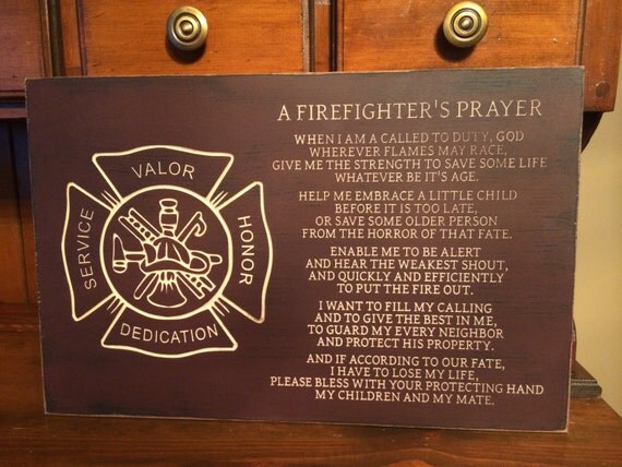 Custom Carved Wooden Sign - "Firefighters Prayer" - 13"x20"
