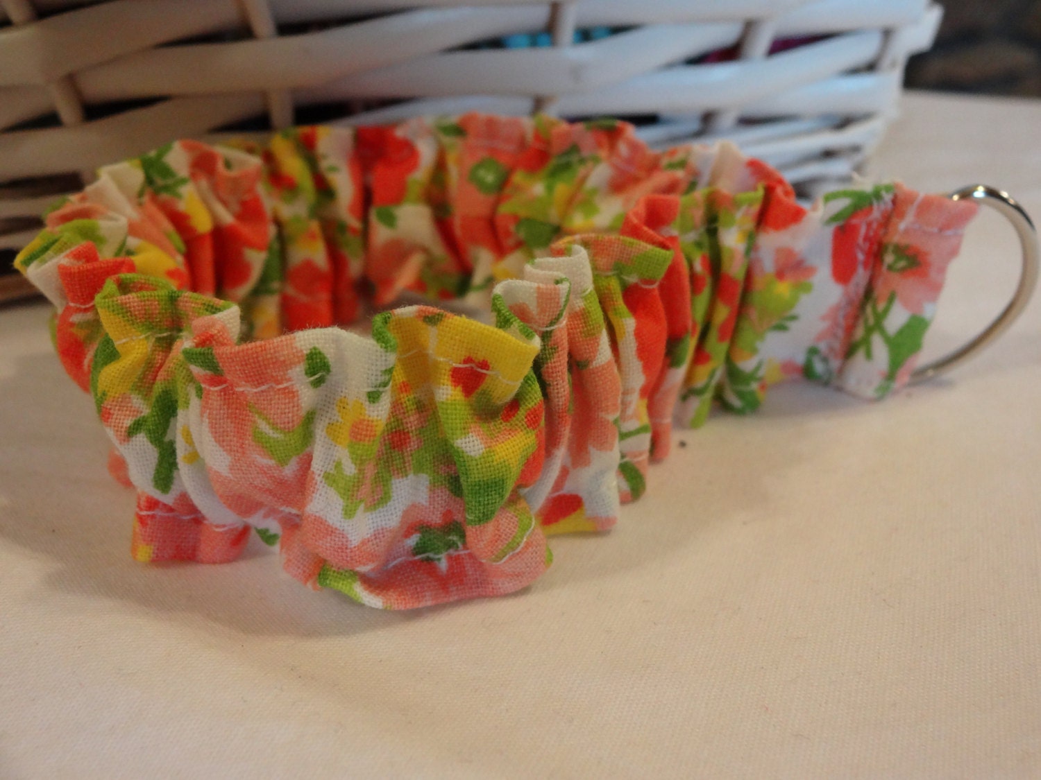 Stretchy Floral Fabric Key Chain by CreationsCampCreek on Etsy