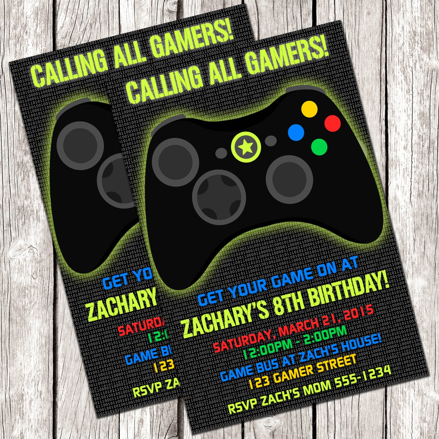 Gamer Invitation Video Game Birthday Party DIY Printable