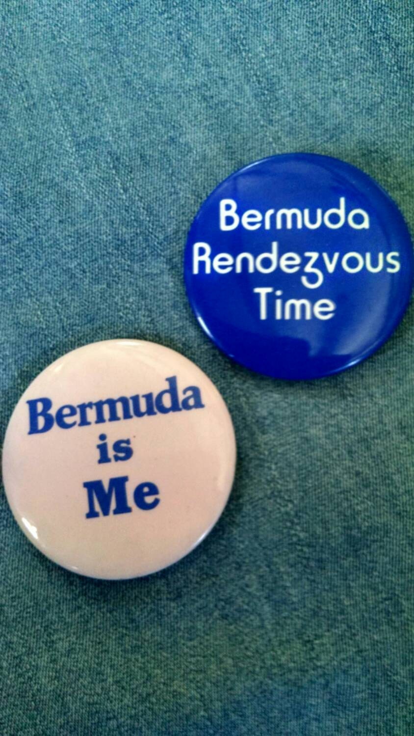 Vintage Bermuda Souvenir Pins, Blue and Pink Tourist Pins, Bermuda is ...