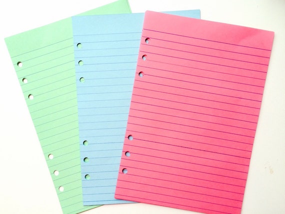 Colored Paper Colored Looseleaf A5 Filofax Paper by PlannerMania