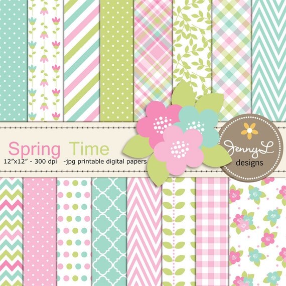 Spring Digital Papers and Flower Clipart Tulip Blossom