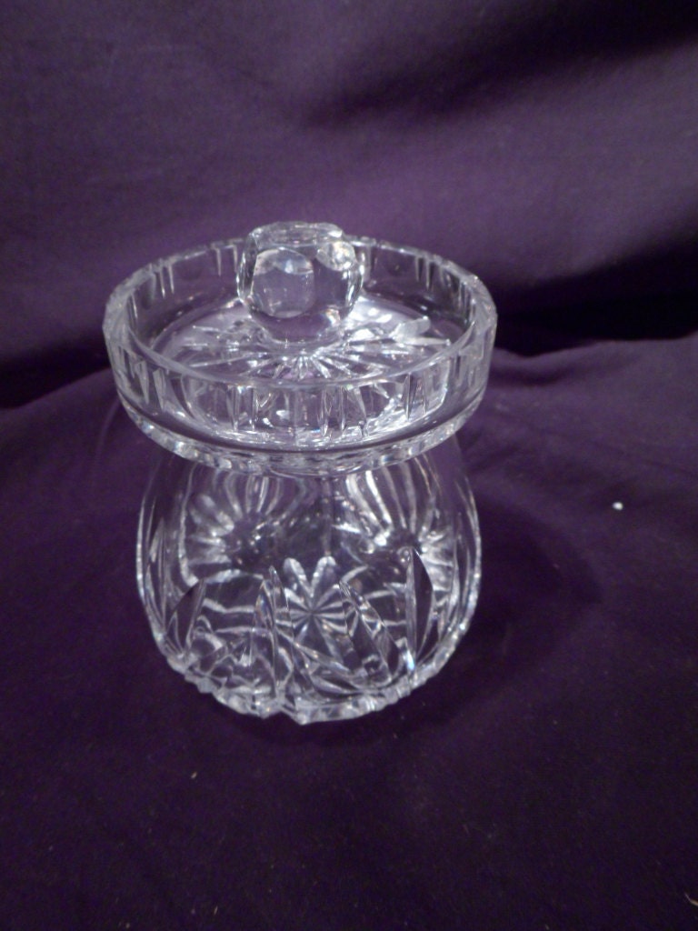 Honey/Condiment Bowl, Irish Signed Cut Crystal, Lidded, Marked Cavan ...