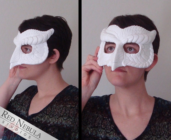 Stylized Owl Mask Blank Masquerade Mask Ready to Paint