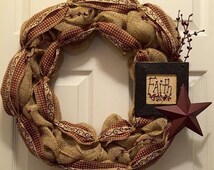 Popular items for primitive wreath on Etsy