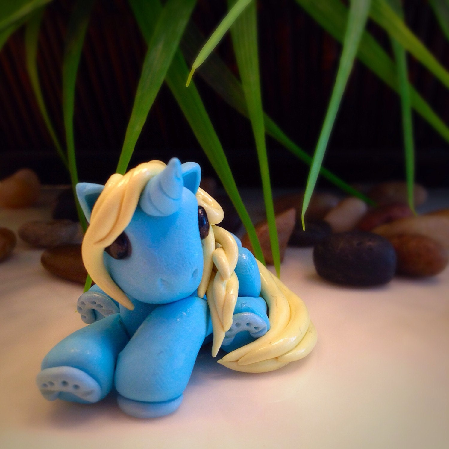 Adorable custom polymer clay Miniature Blue by WhisperFillies