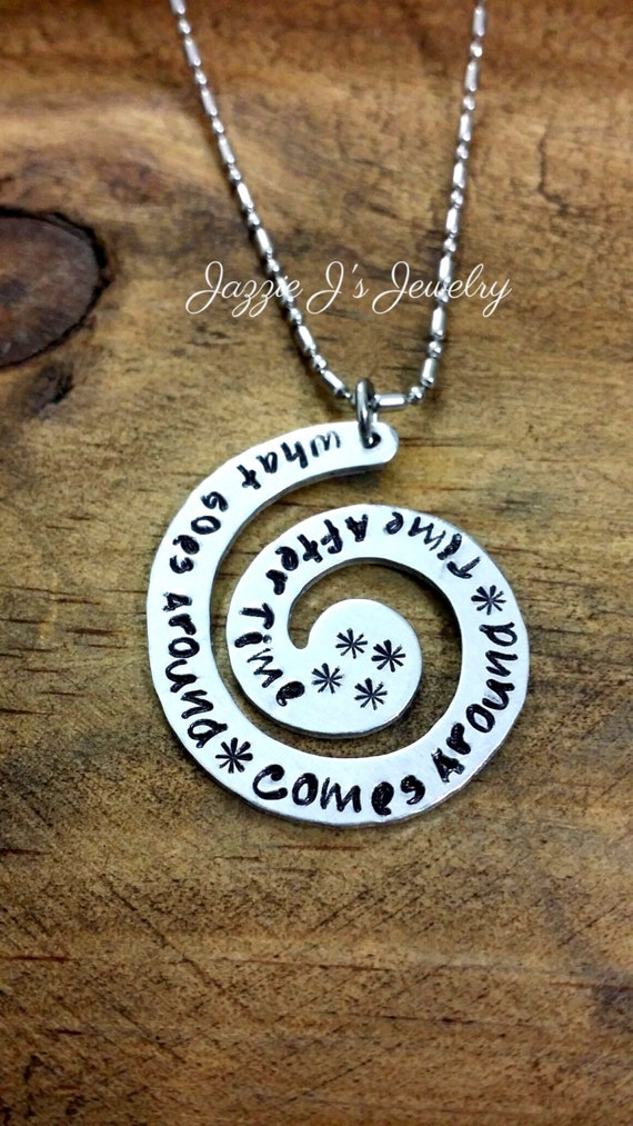 What Goes Around Comes Around Hand Stamped Necklace Karma