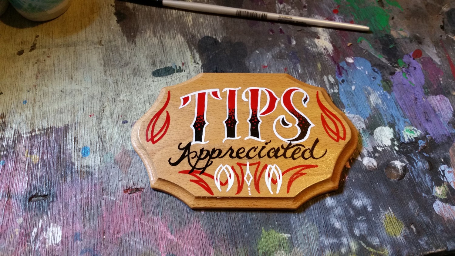 Handpainted Tips Appreciated sign
