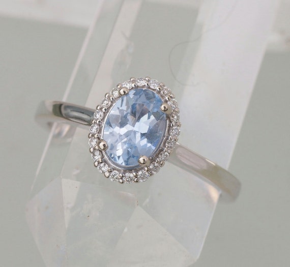 Ice Blue Sapphire Engagement Ring in 14k White by PristineJewelry